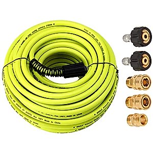 M MINGLE Pressure Washer Hose 100 FT x 1/4" - Replacement Power Wash Hose with Quick Connect Kits - High Pressure Hose with M22 14mm Fittings - 3600PSI