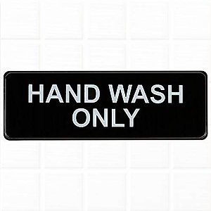 Hand Wash Only Sign - Black and White, 9 x 3-inches Hand Wash Only Sink Sign, Restaurant Compliance Signs by Tezzorio