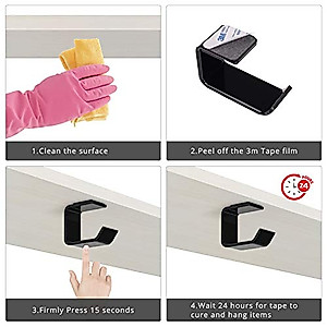 AmoVee Headphone Hanger, Acrylic Under-Desk Stick-on Headphone Hanger Multifunctional Headset Hanger, 3M Strong Adhesive, Black
