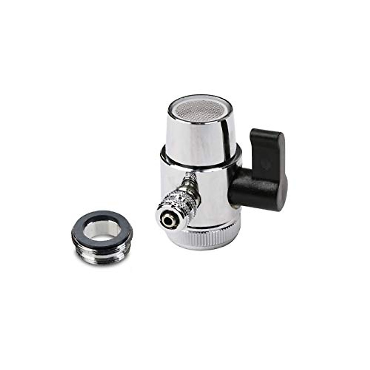 Chrome Faucet Diverter Valve (Includes adapter ring) Reverse Osmosis/Water Filters 1/4"- For Both Female & Male Faucets