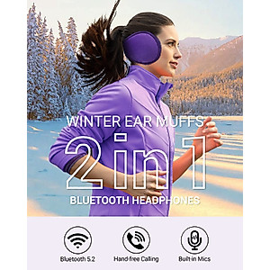 LC-dolida Bluetooth Earmuff Headphones Music Ear Muffs Winter Ear Warmers for Men Ear Muffs for Women Kids Ear Covers,Built-in HD Speakers Wireless Earmuffs for Winter Gifts Skating Skiing