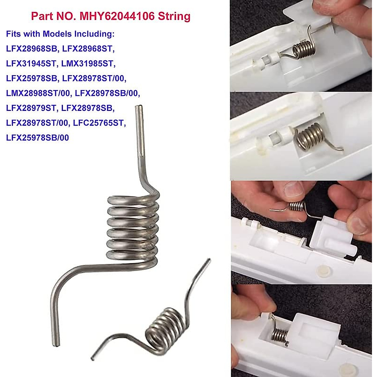 2 PCS MHY62044106 Refrigerator Door Spring Fits for LFX28968SB LFX28968ST LFX31945ST LMX31985ST LFX25978SB LFC25765ST LFX25978SB/00