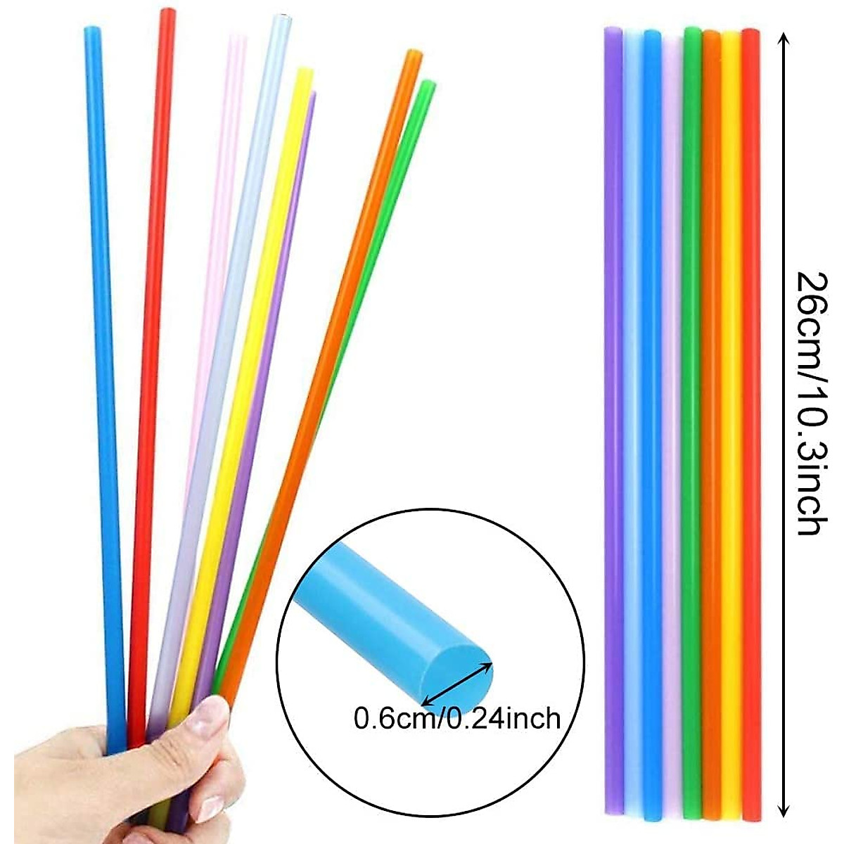 Tomnk 500 Pack Plastic Straws, 10.3'' High Disposable Straws Plastic Drinking Straws, Assorted Colors