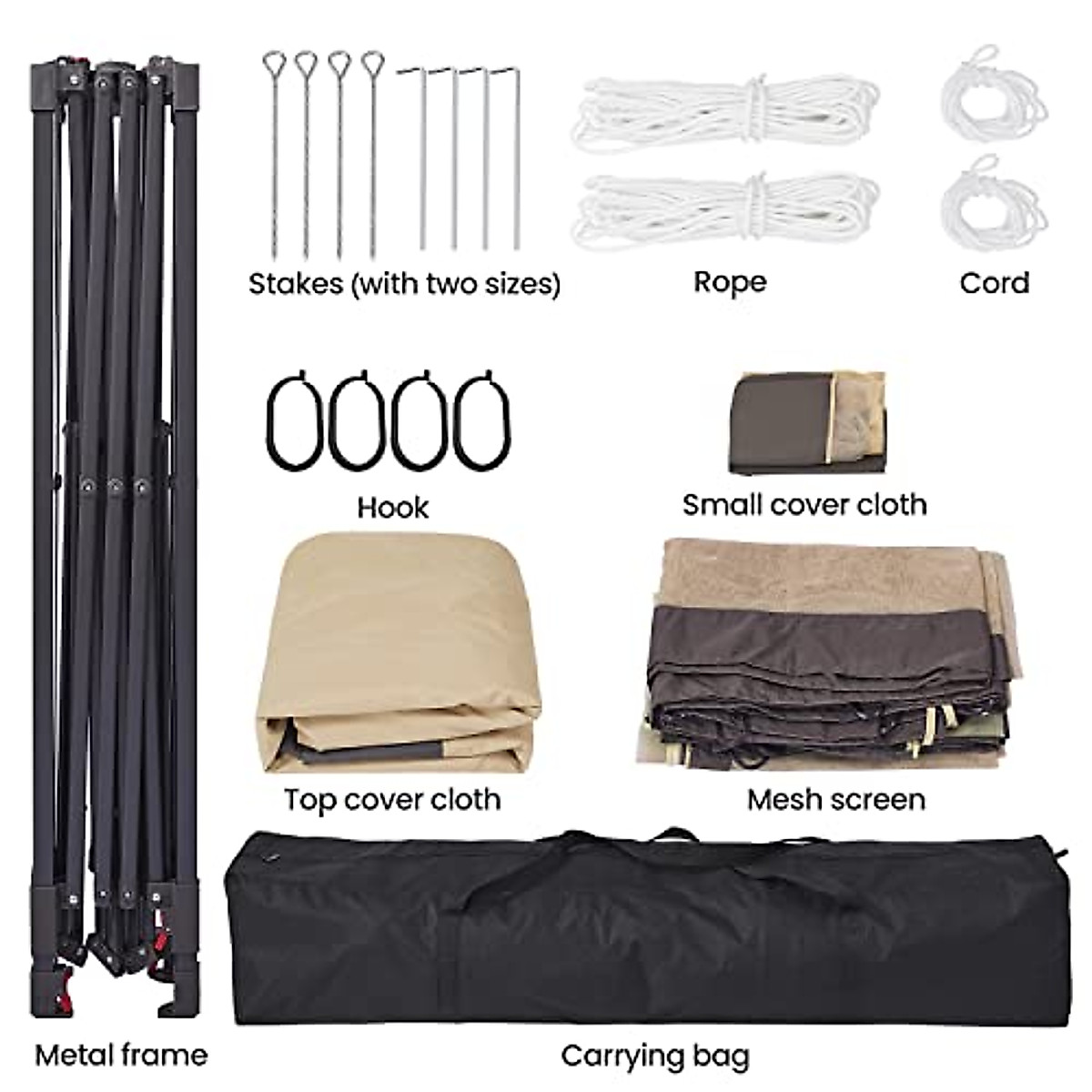 Yaheetech 11'x11' Pop Up Gazebo Outdoor Canopy Shelter Instant Pop Up Patio Gazebo Sun Shade Gazebo Canopy Tent with Double Tiers and Mesh Netting, for Lawn, Garden, Backyard and Deck (Khaki&Brown)