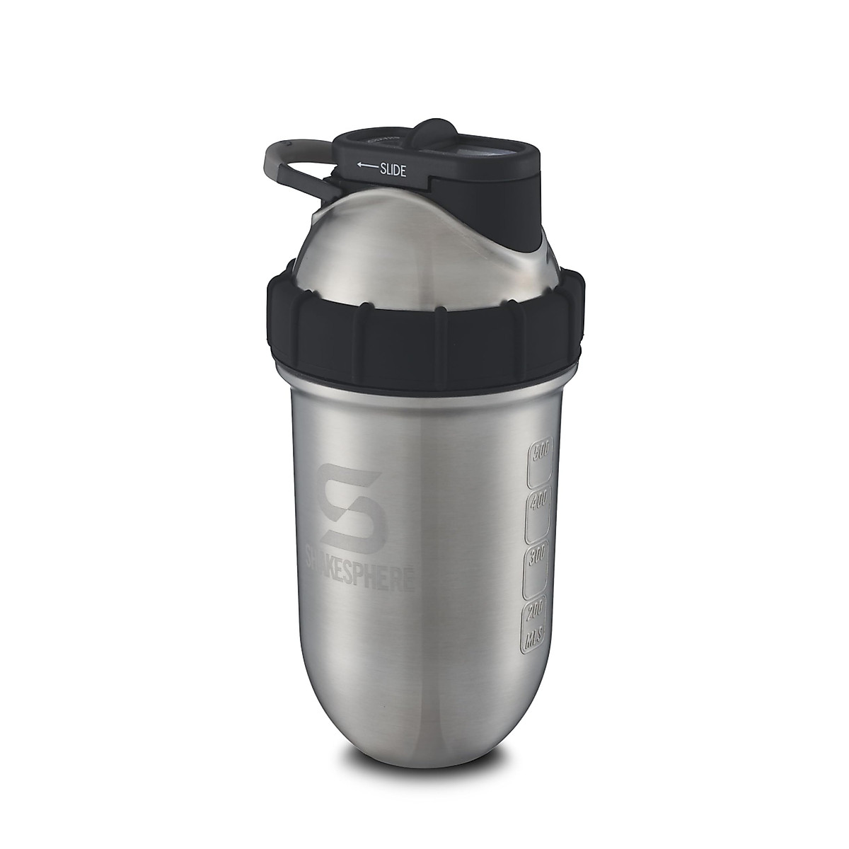 SHAKESPHERE Steel Protein Shaker Bottle - Insulated, BPA-Free, 24oz - Leak-Proof, Easy to Clean, No Mixer Ball Needed - Keeps Drinks Hot & Cold - Ideal for Shakes & Smoothies (Steel)