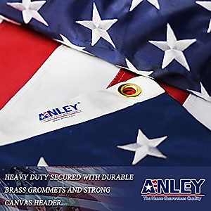 ANLEY EverStrong Series American US Flag 5x8 Foot Heavy Duty Nylon - Embroidered Stars and Sewn Stripes - 4 Rows of Lock Stitching - USA Banner Flags with Brass Grommets 5 X 8 Ft