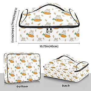 Kcldeci Insulated Thermal Food Carrier Insulated Casserole Carrier for Hot or Cold Food,Cartoon Rabbit and Carrot Insulated Tote Bag for Potluck Cookouts Parties Picnic,Lasagna Lugger