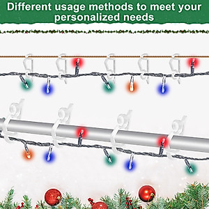 Coideal Christmas Light Clips Outdoor - 200 Pcs White Plastic Gutter Hooks Xmas Light Hangers