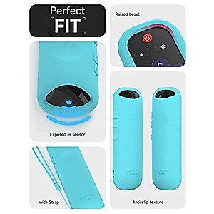Remote Case for Roku Smart TV RC280 RC282 URC280J XRC280J Remote Control Universal Replacement Lightweight Silicone Case Cover Sleeve Skin with Lanyard for Roku TV Remote(Glow in Dark-Blue)