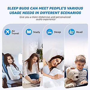 Sleep Earbuds for Side Sleepers Invisible Smallest Sleep Headphones Comfortable Noise Blocking Sleeping Earbuds Anti-Mis Touch Design & No Alert Small Discreet Earphone with Charging Case Black