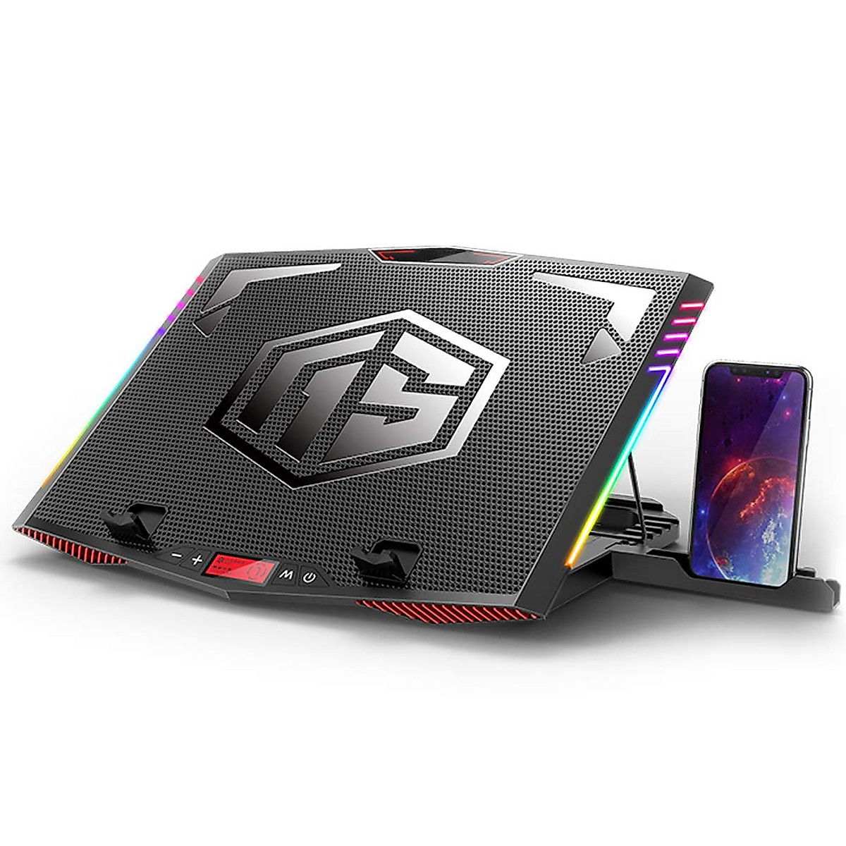 MeFee RGB Laptop Cooling Pad for 15.6-21 Inch Professional Gaming Laptop Cooler with 6 Quiet Fans and Button Control, Pure Metal Panel Portable Cooler