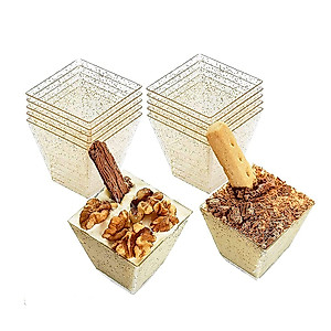 150 Pcs 2 Oz 60ml Small Square Dessert Cups with Spoons 150 Set Plastic Ice Cream Dessert Bowls Disposable Dessert Cake Cups Salad Sundae Dessert Cups Snack Appetizer Cups Serving Bowl Party Favor