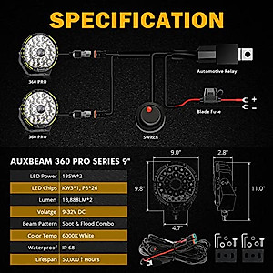 9 Inch 270W Round LED Driving Lights with Black Lens Covers 360 Pro Series Round Offroad Lights Super Bright Bumper Light Bar Fog Work Lights for Trucks Ford Jeep ATV Car