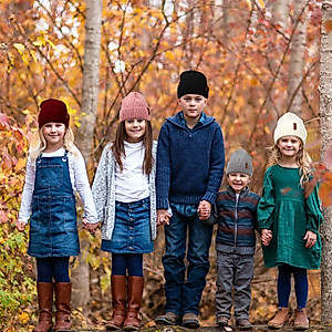 Hicdaw 3PCS Kids Winter Hat Glove Scarf Sets, Toddler Gloves Neck Warmer Baby Winter Hat Toddler Gloves Scarf Set for Boys Girls, Pink