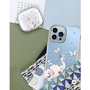 JAHOLAN AirPods 3 Case Clear Butterfly Case Cute Protective Soft Shockproof Cover with Keychain for Women Girls Compatible with AirPods 3rd Generation Wireless Charging Case - Butterfly Flower Pink