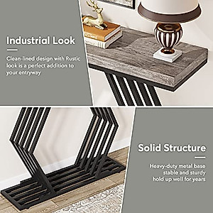 LITTLE TREE Modern Entryway Console Table,Black+Gold