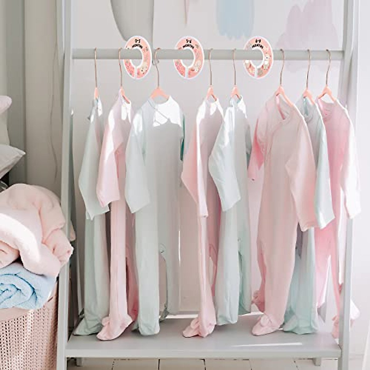 Kids Velvet Hangers, VIS'V 11 Inch Pink Non-Slip Baby Clothes Hangers with 6 Pcs Cute Clothing Dividers for Infant Toddler Boys & Girls Closet Organizer - 30 Pack