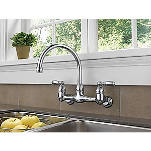 Peerless Claymore 2-Handle Wall-Mount Kitchen Sink Faucet, Chrome P299305LF