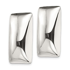 925 Sterling Silver Non Pierced Clip On Rectangle Stud Earrings