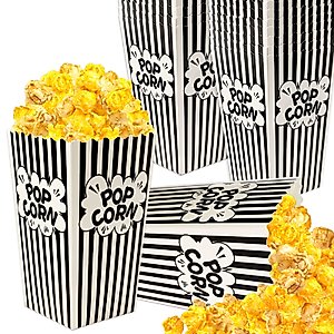 DECYOOL Mini Paper Popcorn Bags, Small Popcorn Bags Black and White Movie Night Popcorn Boxes for Kids Popcorn Buckets and Container for Home, Carnival Party, Decorations(100pack)