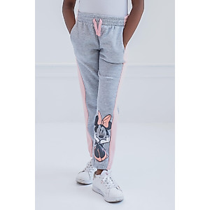 Disney Minnie Mouse Little Girls Fleece 2 Pack Jogger Pants Gray/Pink 7-8