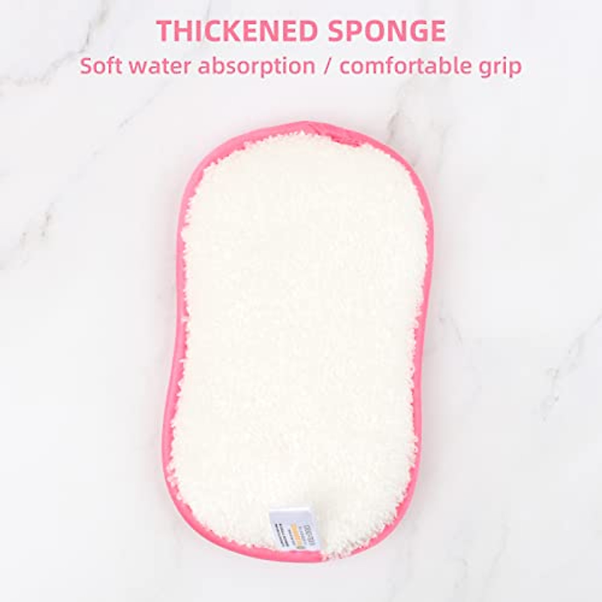 DEFUTAY 3 PCS Kitchen Scrub Sponge, Heavy Duty Scouring Pads, Washing Up Cleaner,Household Cleaning Wash Cloth with Adhesive Hooks（Color Random）