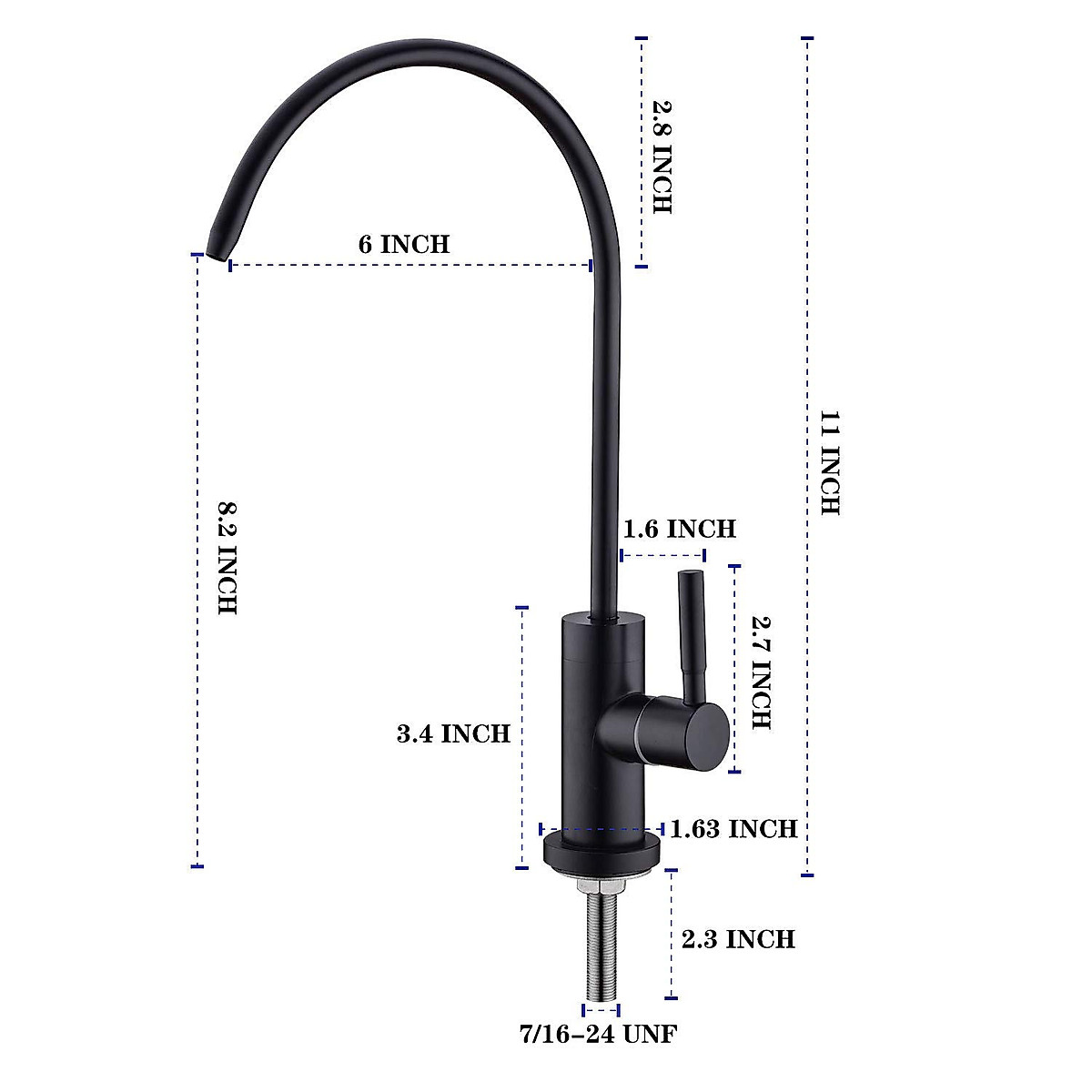 Anpean Drinking Water Faucet, Lead-Free, SUS304 Stainless Steel Kitchen Water Filter Faucet for Reverse Osmosis and Water Filtration Systems, Matte Black
