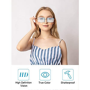 Weewooday 8 Pairs Vintage Rimless Rectangle Sunglasses Tinted Lens Gold Metal Frameless Eyewear Sunglasses for Women Men