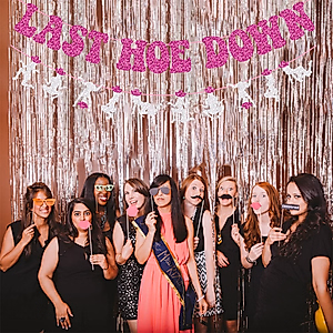 Wulagogo Last Hoedown Space Cowgirl Bachelorette Party Banner, Western, Hot Pink, 7.0 inches x 6.0 inches