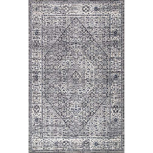 nuLOOM Victoria Distressed Medallion Area Rug, 9' x 12', Grey