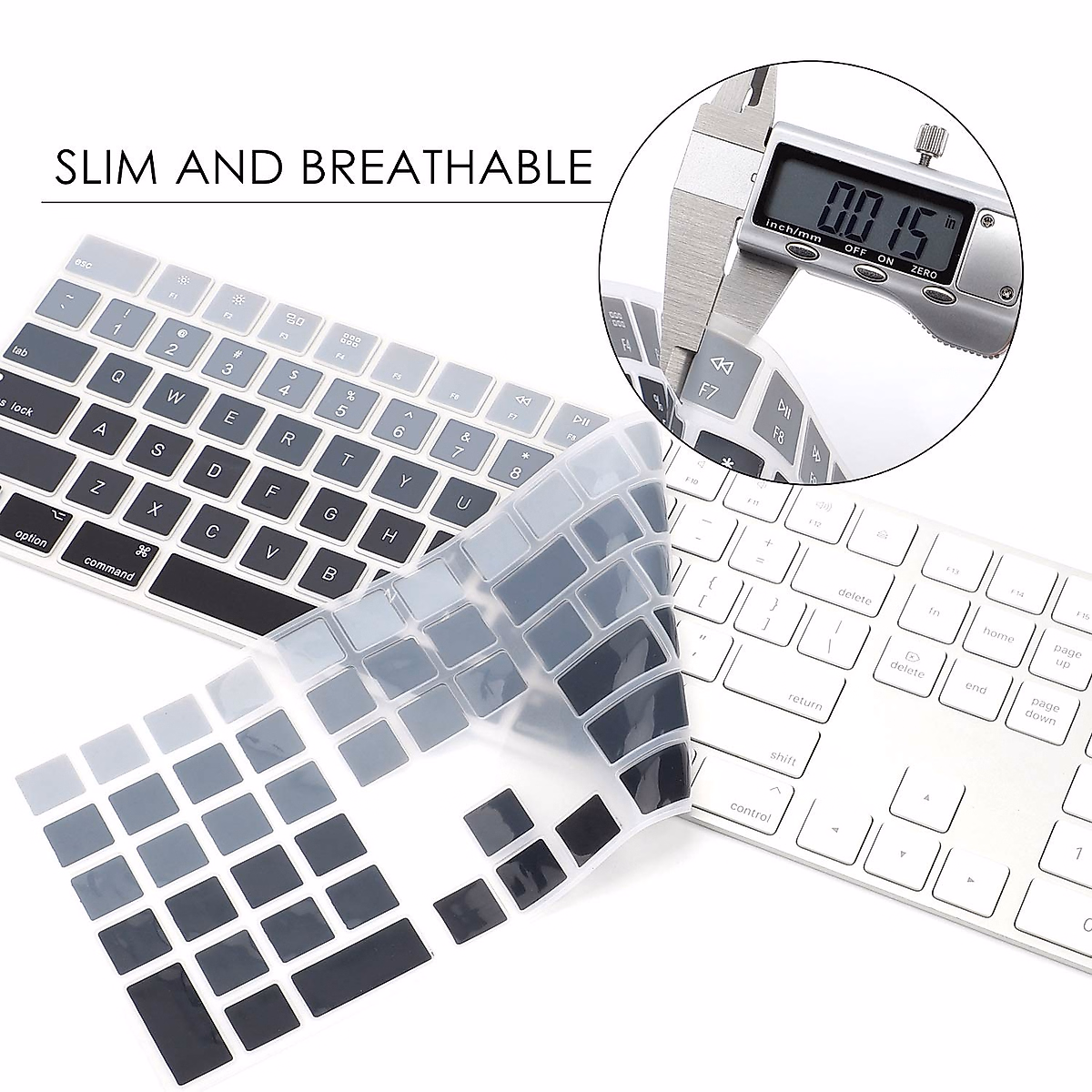 Allinside Ombre Gray Cover for Apple iMac Magic Wireless Keyboard with Numeric Keypad MQ052LL/A A1843 US Layout