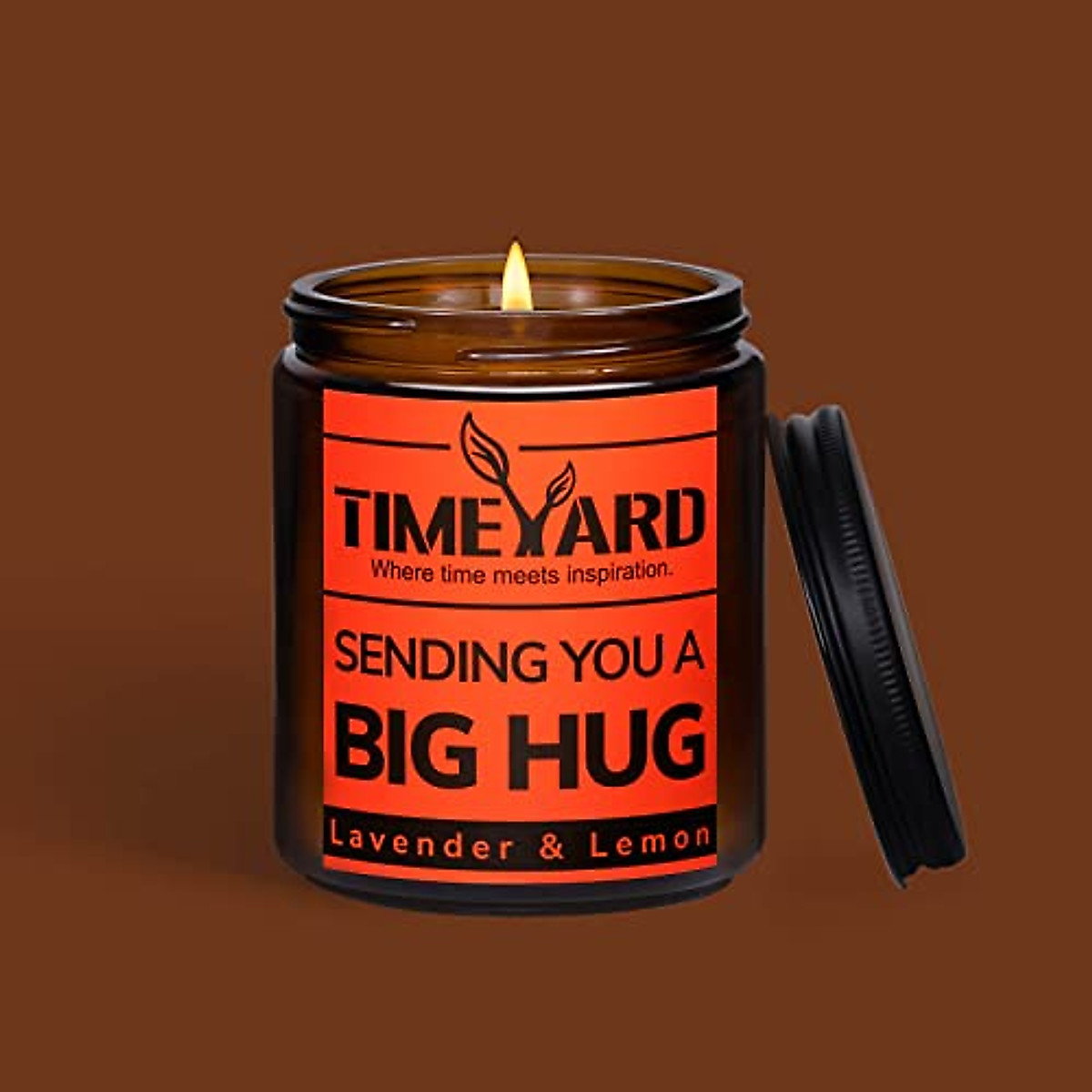 TIMEYARD Lavender Lemon Scented Candle, Bathroom Lavender Aromatherapy Candles Gift for Women, Hug in Modern Jar Candle, Calm and Relax Lemon Scented Soy Candles with 1 Cotton Wick, 45H Burn Time, 7oz