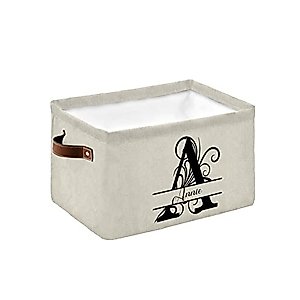 Personalized Gift for Women/Men, Customs Basket with Name Storage Bins for Organizing Shelves, Letter A Collapsible Custom Storage Boxes with Handle, Monogram Words Customized Closet Organizers