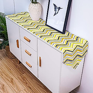 Big buy store Table Runner Geometric Chevron Zig Zag Stripe Cotton Line Table Covers for Dinner Kitchen Wedding Indoor and Outdoor Parties Nordic Design Yellow Table Setting Decor -13 x 36 inch