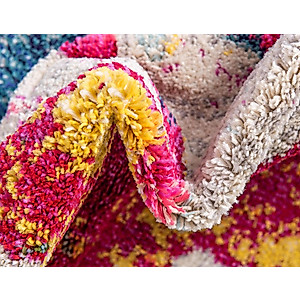 Unique Loom Estrella Collection Distressed, Colorful, Abstract, Modern Area Rug, Rectangular 7' 0" x 10' 0", Multi/Beige