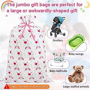Shintop Large Baby Girl Gift Bag, 36x56inch Pink Big Baby Gift Bag Jumbo Plastic Gift Sack Extra Large Gift Wrap for Baby Shower Giant Gifts Odd Shaped Presents (1pack)