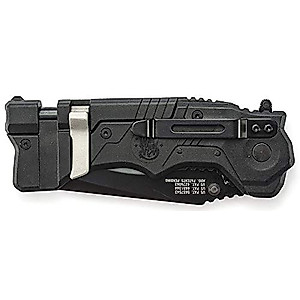Smith & Wesson 1st Response SW911B 8.2in High Carbon S.S. Assisted Opening Knife with 3.4in Serrated Tanto Blade and Nylon Handle for Outdoor, Tactical, Survival and EDC