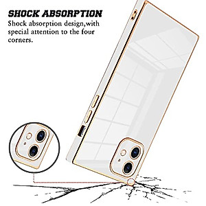 KANGHAR Square Case Compatible with iPhone 11 Luxury Cute Plating Design Square Case Full-Body Anti-Scratch Shockproof Bumper Protective Cover for iPhone 11 6.1 Inch White