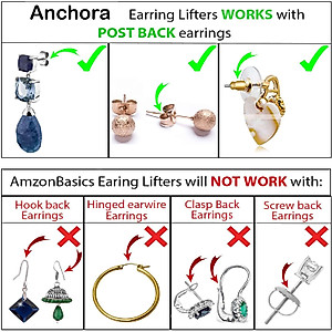 ANCHORA Original Earring Backs for Droopy Ears | Earring Lifters for Heavy Earring | Earing Lifter Backs Backs | Earlobe Secure
