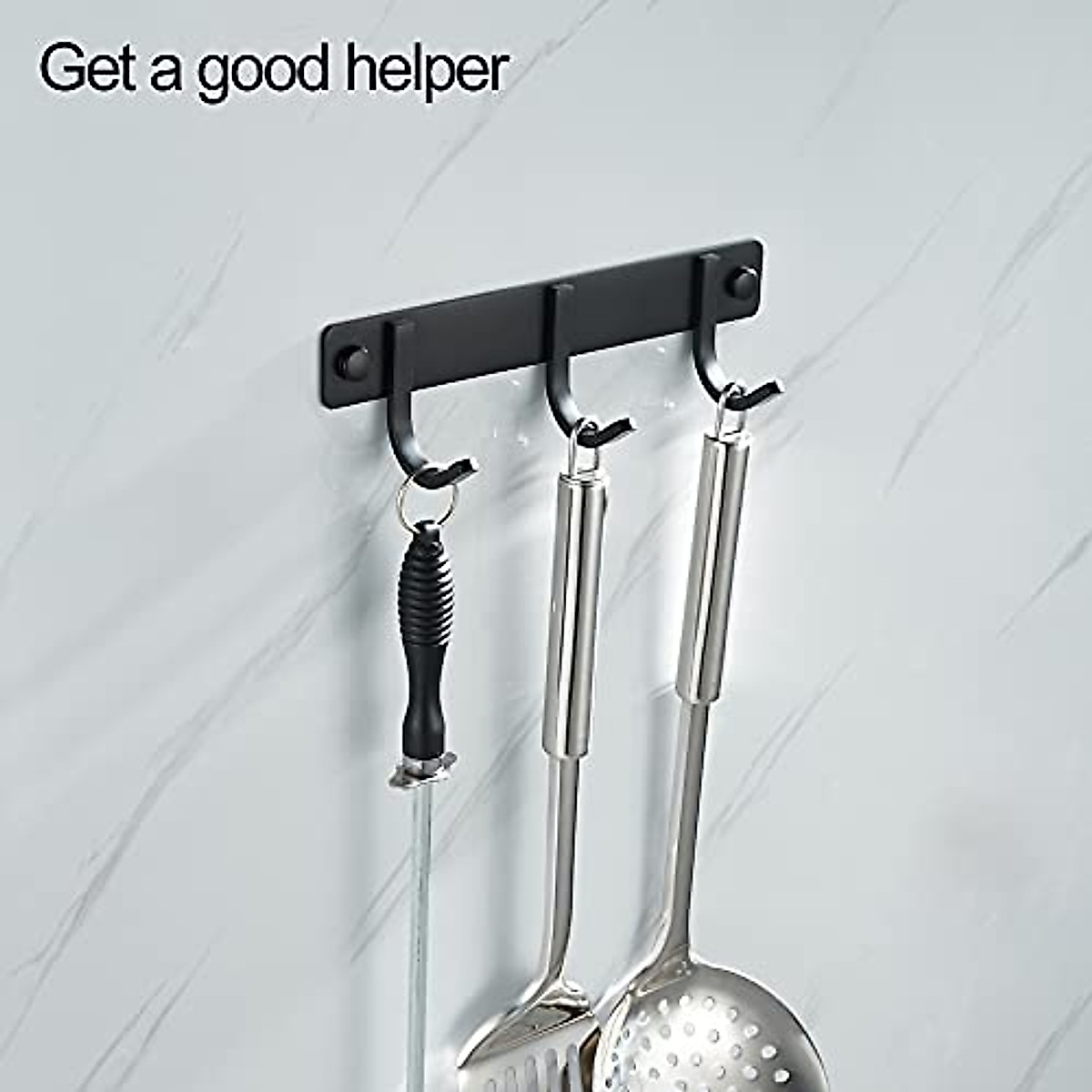 304 Stainless Steel Black Bathroom Hook Bathroom Toilet Towel Hook Coat Hook Row Hook Bath Towel Hook one-Piece Hook Kitchen Storage Hook Key School Bag Hook (Black, 3-Row Hook)…