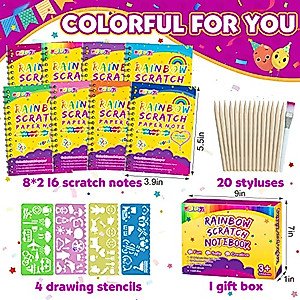 pigipigi Scratch Art-Craft Notebook: 16 Pack Rainbow Scratch Party Favor Kid Paper Craft Project Art Supply for Girls Boys Age 3 4 5 6 7 8 9 10 11 Year Old Toy Christmas Birthday Gift Activity
