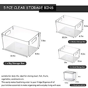 ACIGI Fridge Kitchen refrigerator organizer bins box - Clear Food Storage Baskets for Kitchen, Fridge, Freezer, Cabinets, Countertops, Bedrooms, Stackable Plastic Household Containers, Transparent