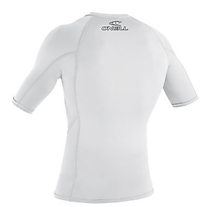 O'Neill Wetsuits Men's Basic Skins UPF 50+ Short Sleeve Rash Guard, White, Large