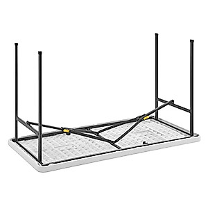 Living and More 4ft Straight Folding Utility Table, White, Indoor & Outdoor, Portable Desk, Camping, Tailgating, & Crafting Table