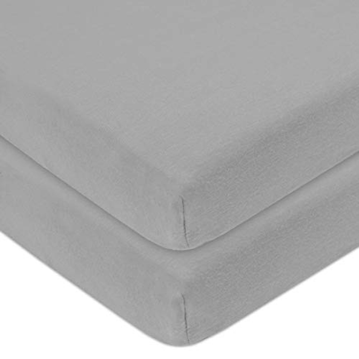 American Baby Company 100% Natural Cotton Value Jersey Knit Fitted Portable/Mini-Crib Sheet, Gray, Soft Breathable, for Boys and Girls, Pack of 2