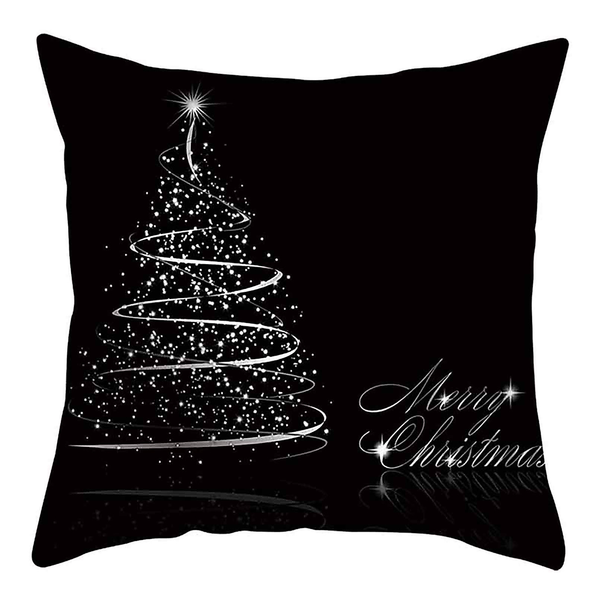 Akabsh Peach Skin Pillowcase Cushion Cover,Throw Pillow Cover for Bed Sofa Chair Cushion Cases, Christmas Tree Happy Holiday Blessing Gift Throw Pillow Cover Cushion Case 17.8" x 18"