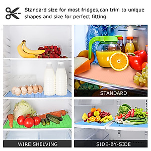 4 PCS Refrigerator Liners, Washable Waterproof Oilproof EVA Refrigerator Mats, Non-Slip Fridge Liners Shelves Covers Pads (4 Mixed Colors)
