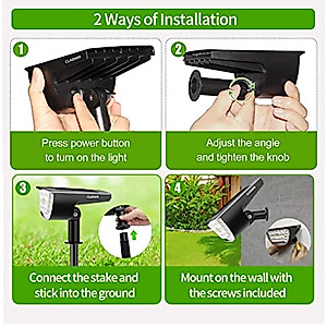 CLAONER 32 LED Solar Landscape Spotlights, Wireless Waterproof Solar Landscaping Spotlights Outdoor Solar Powered Wall Lights for Yard Garden Driveway Porch Walkway Pool Patio-Warm White(1 Pack)