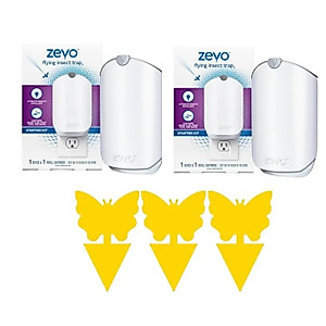 Flying Insect Trap, Insect Catcher, Indoor Fly Trap, Safer Home, Fruit Fly Traps for Indoors, gnat Killer Indoor, Bug Killer, Insect Killer with Night Light 12 Sticky Boards 2 Pack