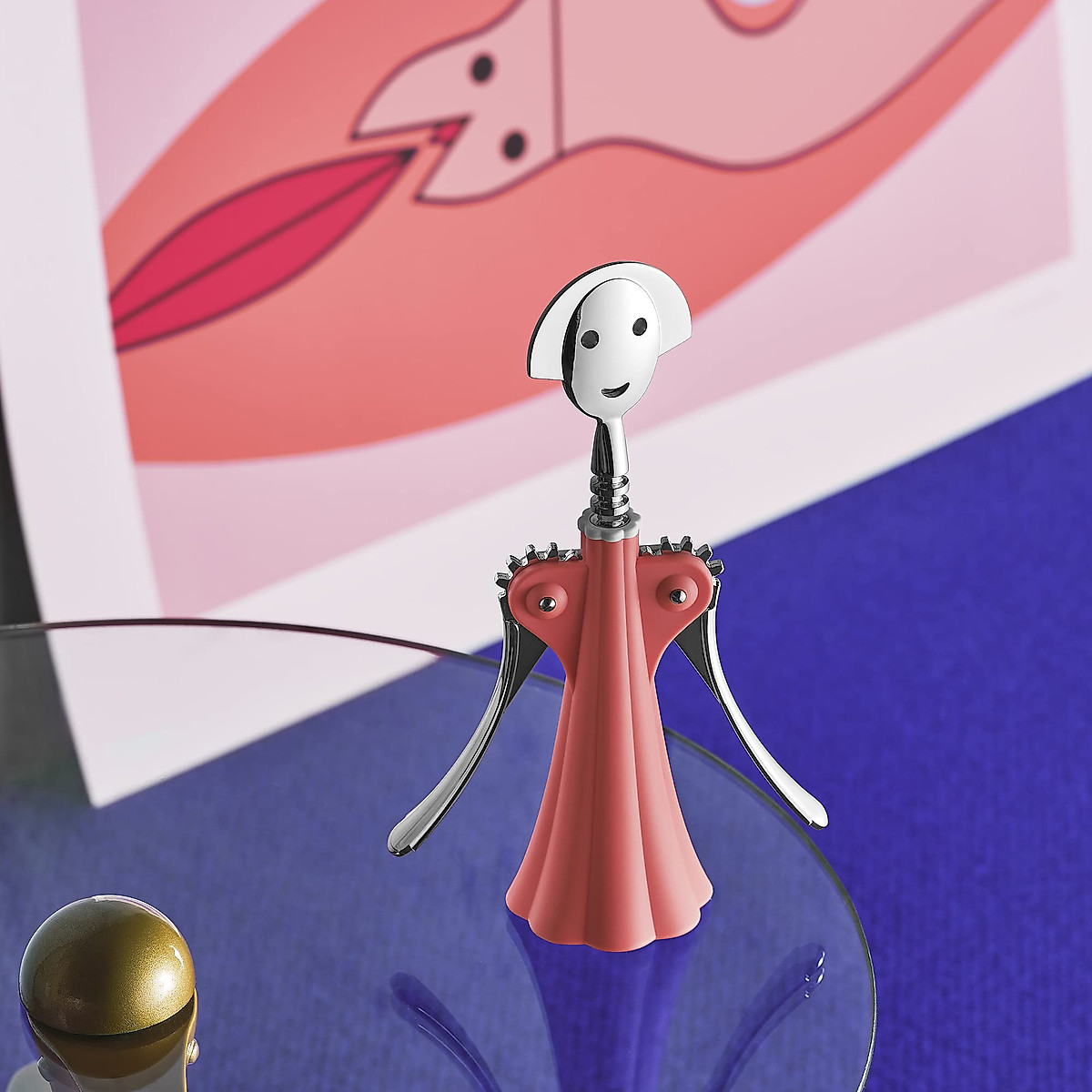 Alessi Anna G. AM01 P - Design Corkscrew, in Thermoplastic Resin and Chrome-Plated Zamak, Pink